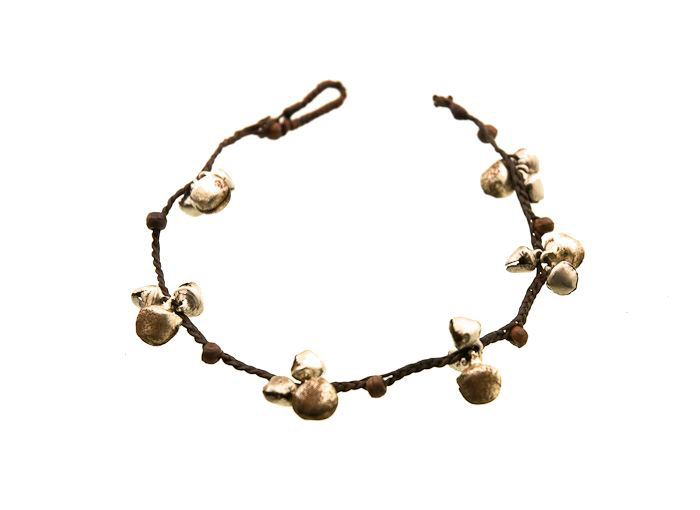 BRACELET DE CHEVILLE AVEC GRELOTS VINTAGE FIL TRESSE MARRON - Chaine de ...
