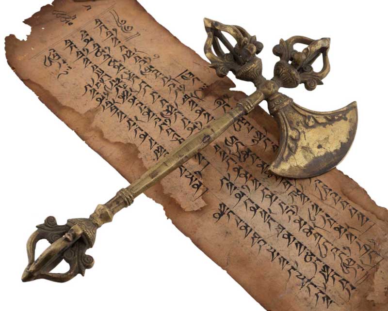 Parashu Hache Drata tibétain en laiton rituel tantrique bouddhiste 794