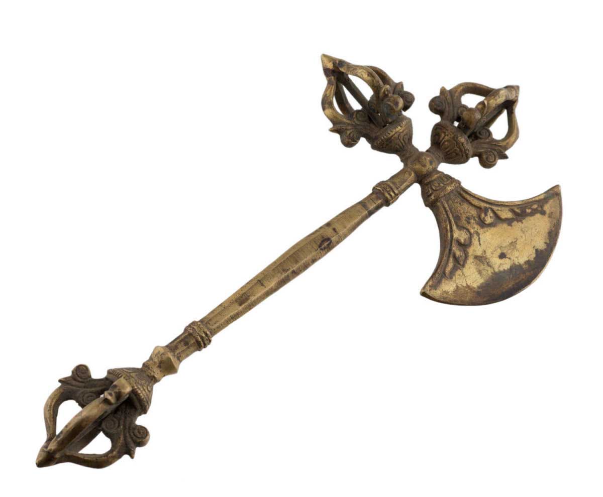 Parashu Hache Drata tibétain en laiton rituel tantrique bouddhiste 794