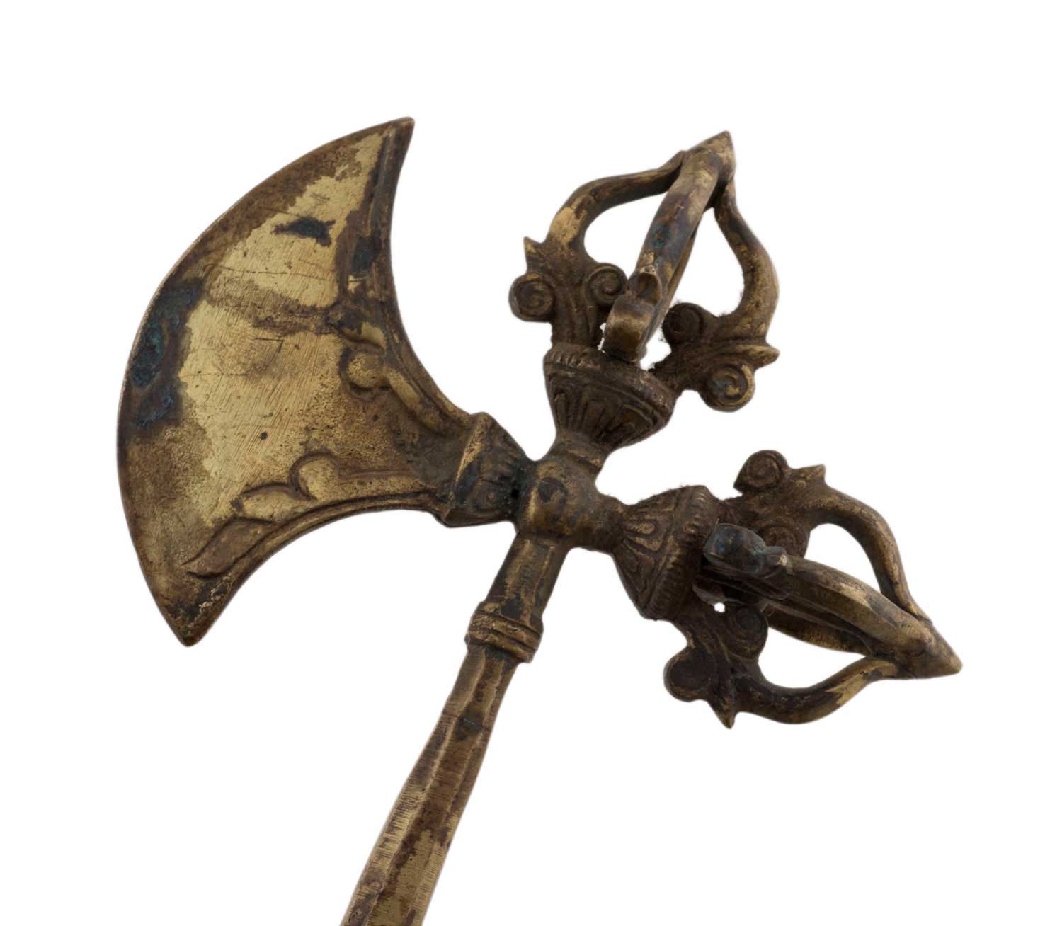 Parashu Hache Drata tibétain en laiton rituel tantrique bouddhiste 794