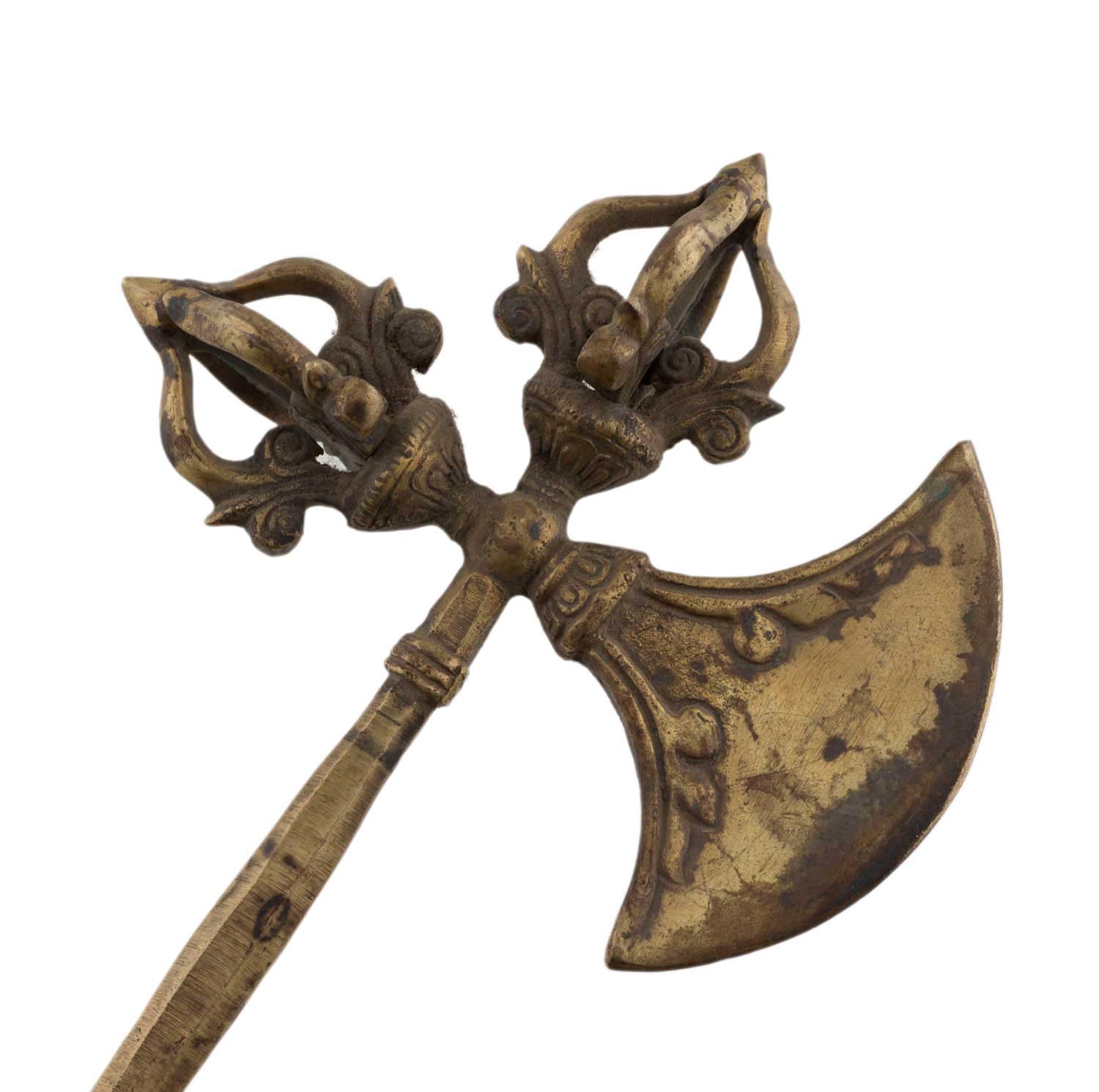 Parashu Hache Drata tibétain en laiton rituel tantrique bouddhiste 794