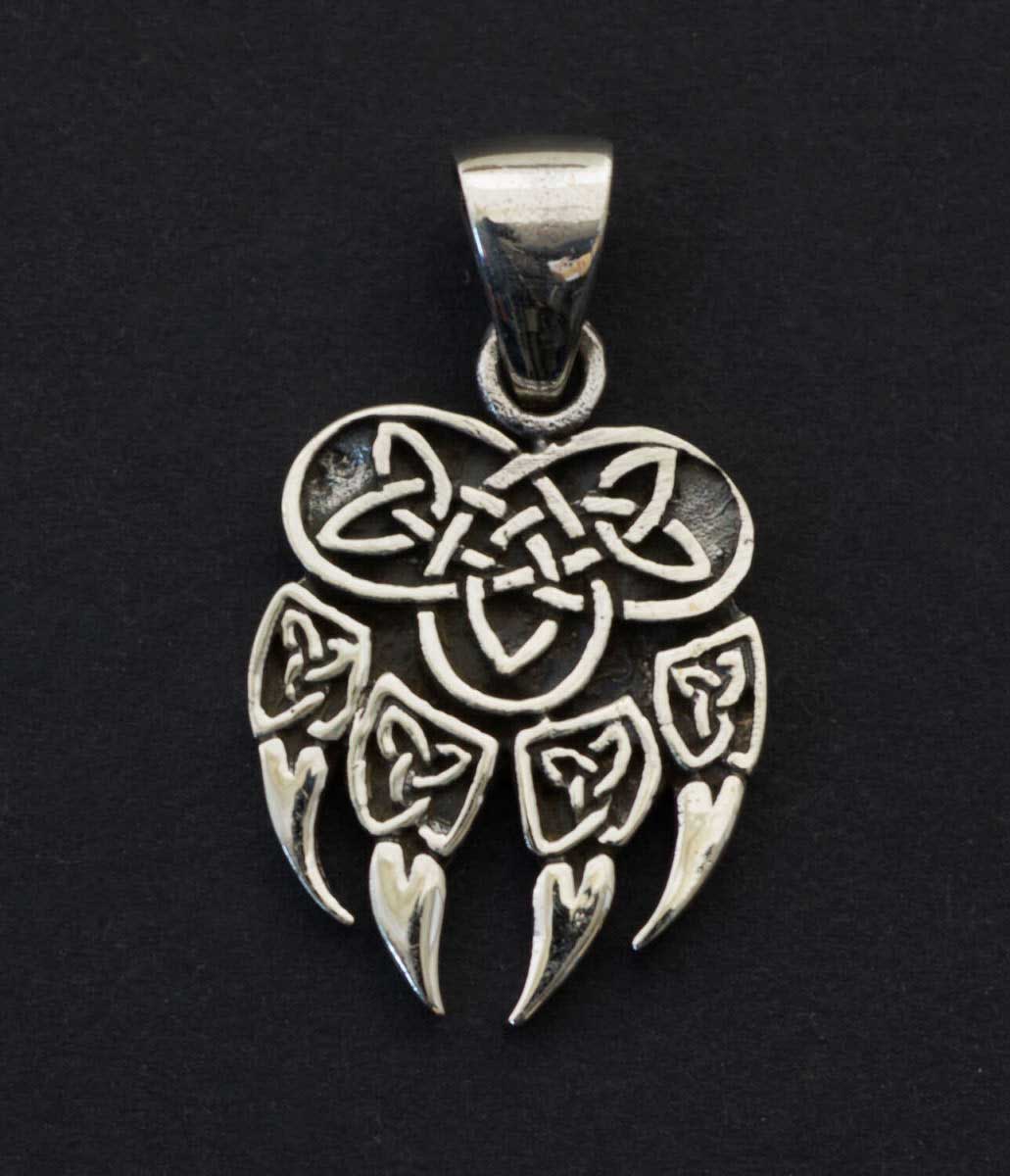 Pendentif Patte Ours Viking Celte Talisman Argent massif 925 2.2g 26366