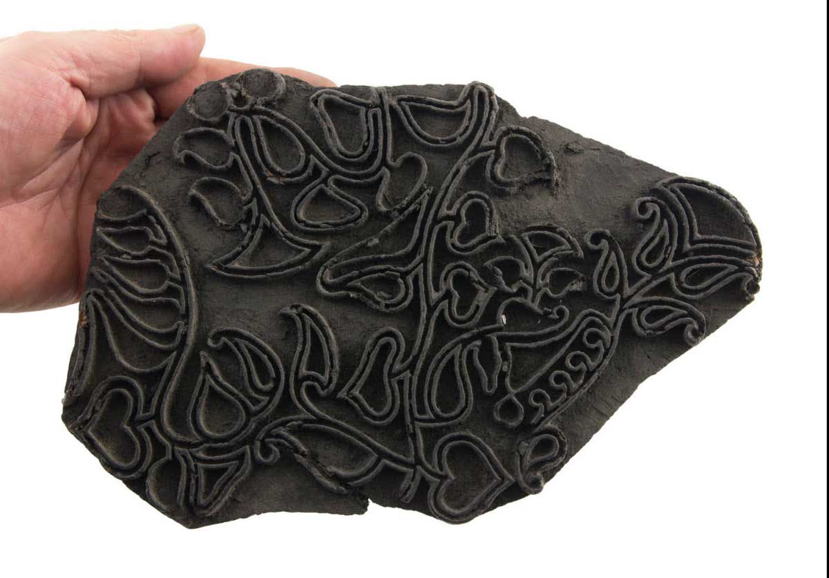 Bunta Tampon bois impression Textile Batik 25cm antique Rajasthan Inde 8068