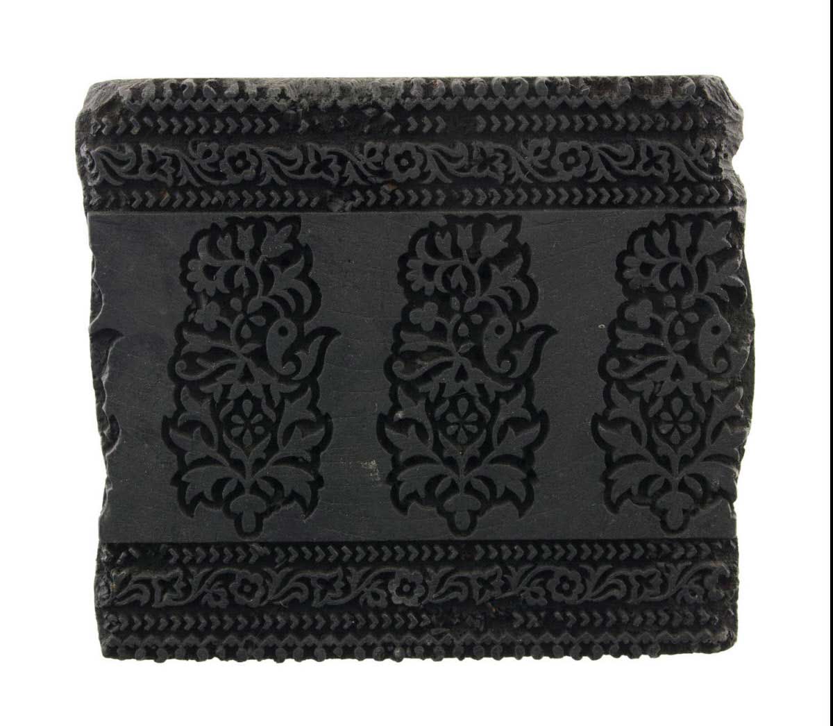 Bunta Tampon bois impression Textile Batik 16cm antique Inde Cachemire