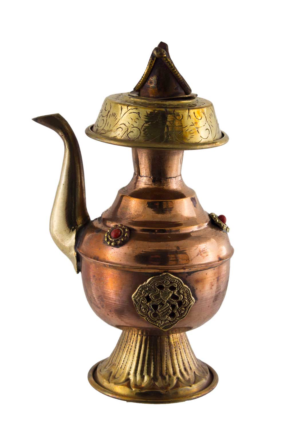 Bhumpa Vase à eau lustrale- Aiguière - cuivre rituel bouddhiste 17cm ...