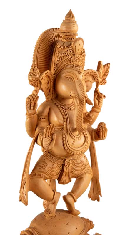 Statue Ganesh Dansant - Lord Ganapati en bois - Ganesha - 40 cm - 7464