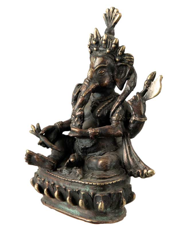 Statue Ganesh - Dieu Elephant Hindou- Laiton Artisanat Népalais - 14cm