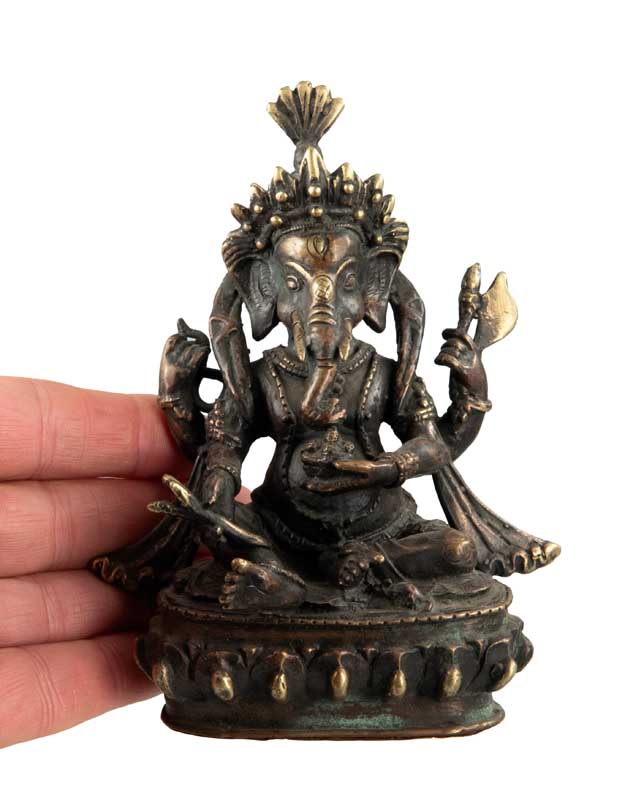 Statue Ganesh - Dieu Elephant Hindou- Laiton Artisanat Népalais - 14cm