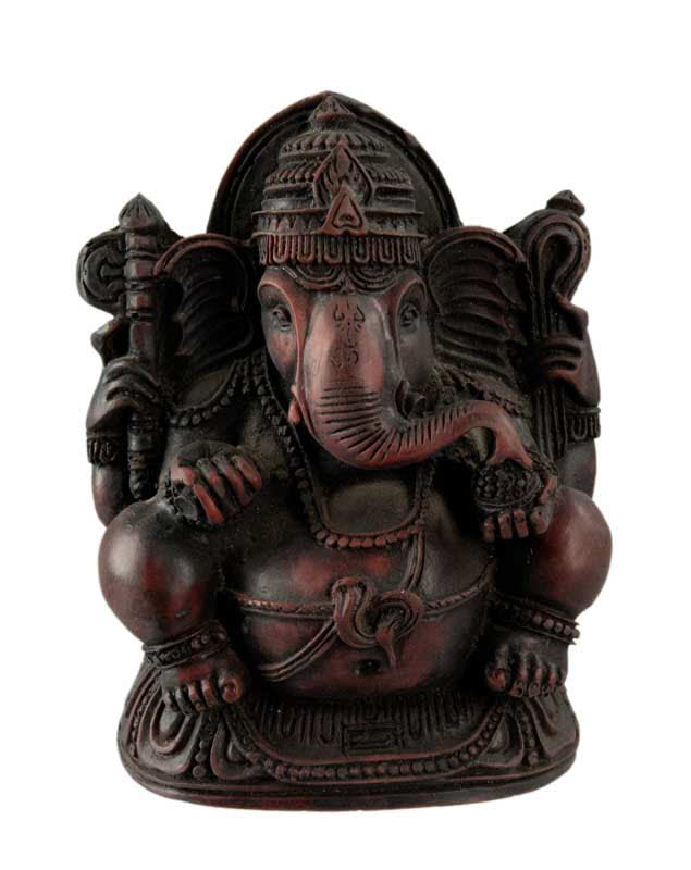 Statue Ganesh Résine Bordeaux - Artisanat Népalais - 7524