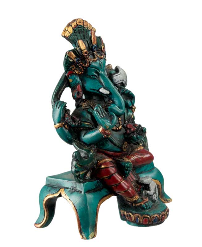 Statue Ganesh en Résine - Figurine Divinité Éléphant Assise 13cm