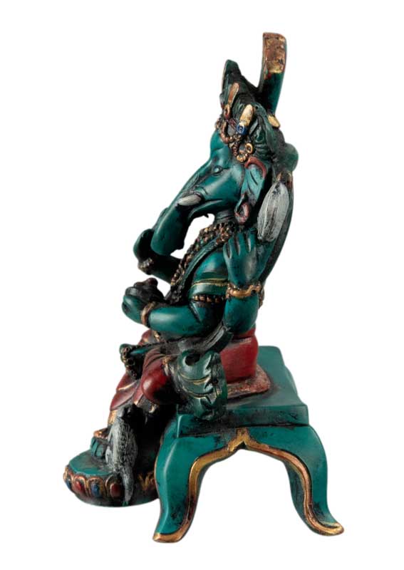 Statue Ganesh en Résine - Figurine Divinité Éléphant Assise 13cm