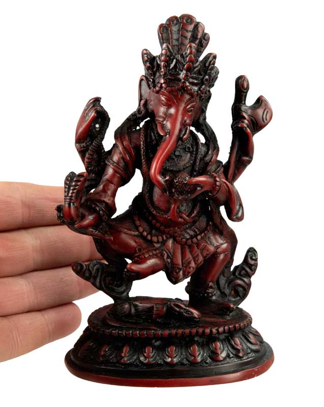 Statue Ganesh Figurine Eléphant 15cm Résine Rouge