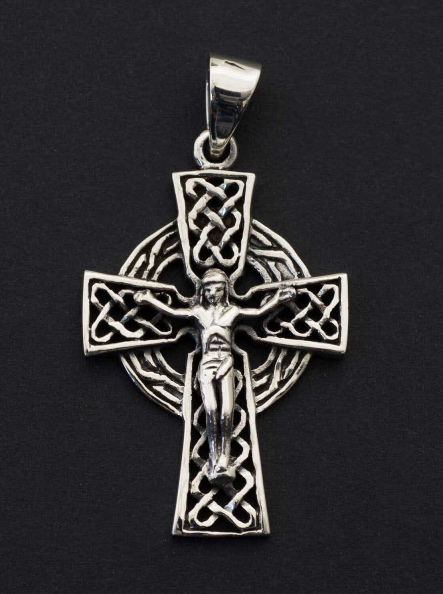Pendentif Crucifix Croix Celte Irlandaise Celtique triquetra Argent 925