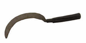 Serpe à riz ancienne faucille népalaise avec support sculpté Tibet ...