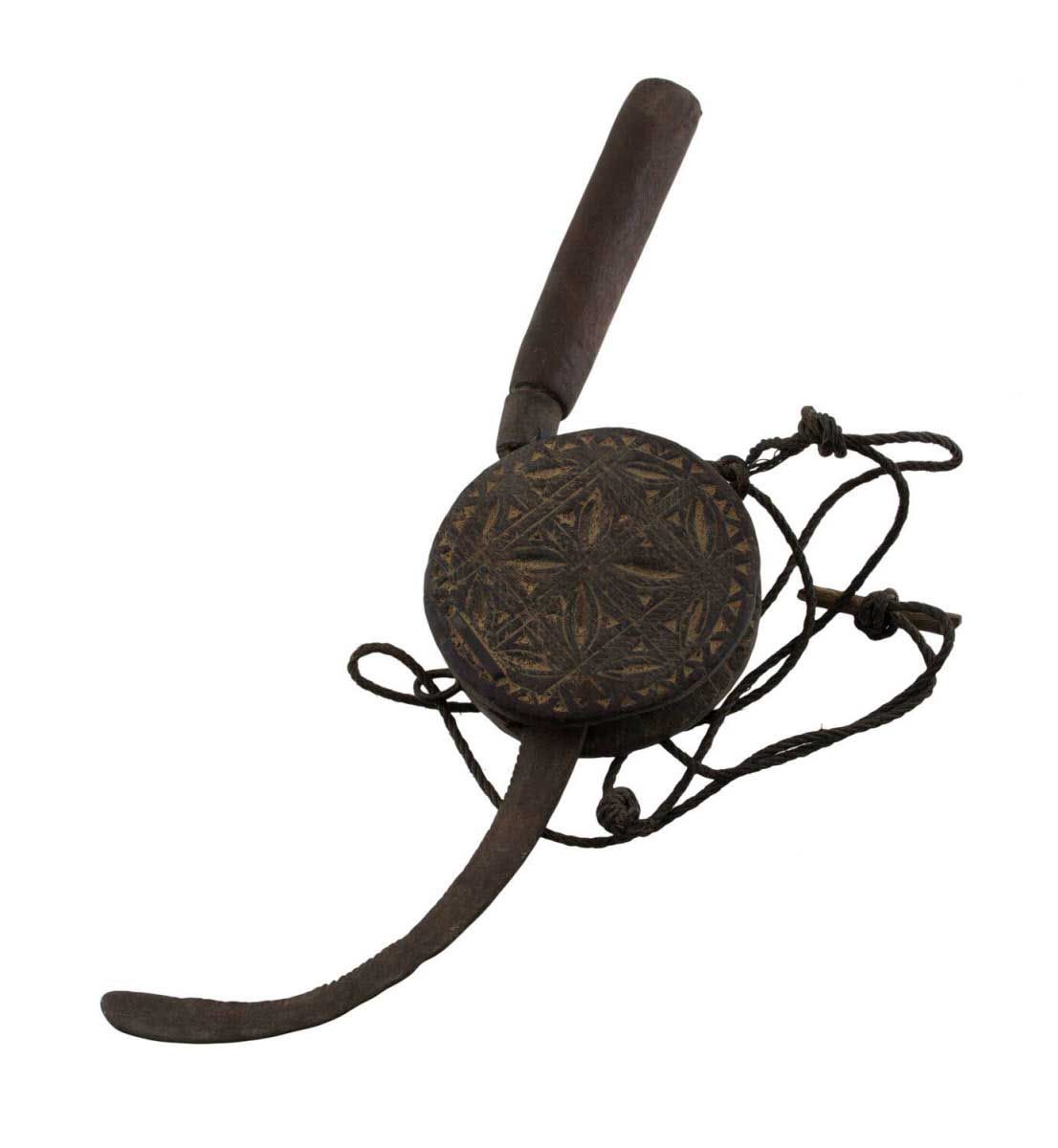 Ancienne faucille à riz serpe népalaise avec support sculpté Tibet ...