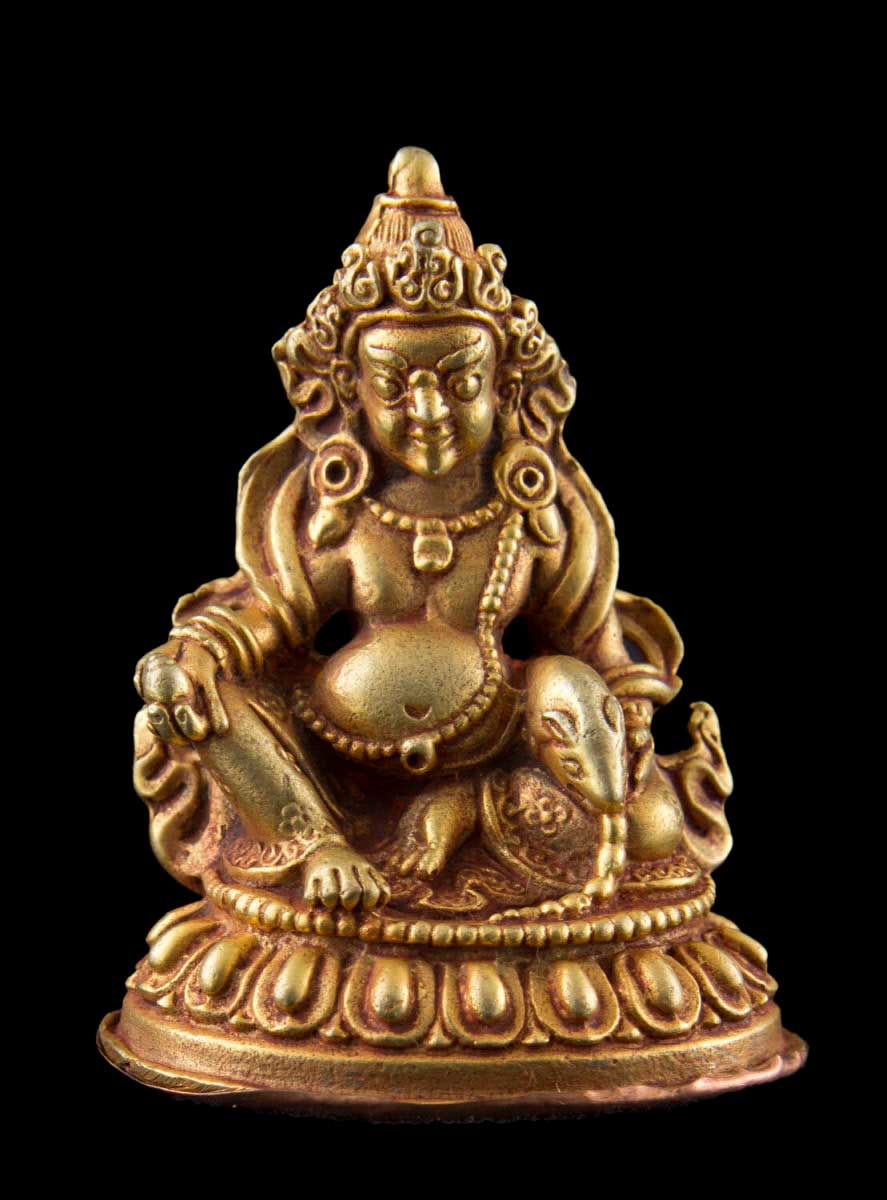 Dzambhala Statue tibétaine cuivre Master Quality bouddhique 55mm Népal