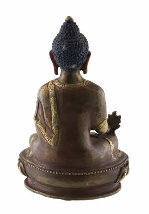Bouddha de la Médecine Statue tibétaine 14cm en Cuivre Nepal Buddha 26664