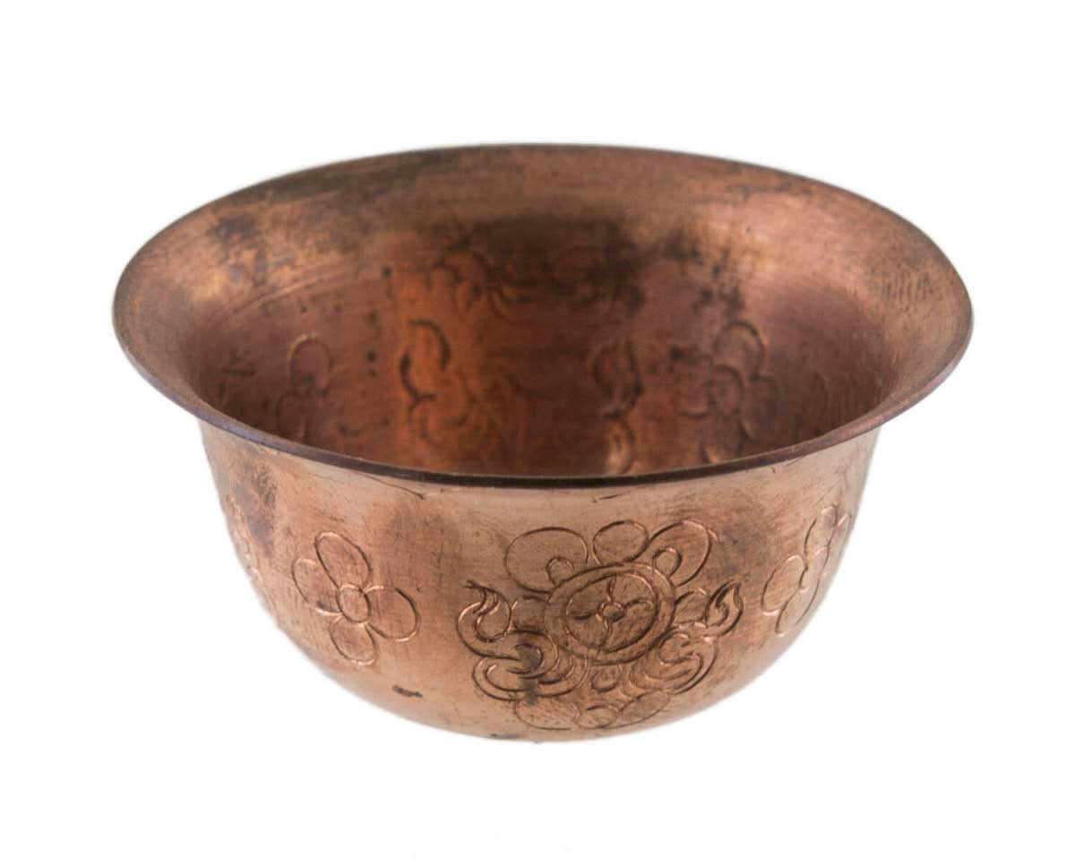 Un bol à offrande tibetain ciselé Ø 47mm en cuivre Rituel Bouddhiste ...