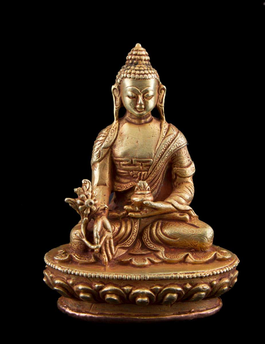 Bouddha médecine Statue tibétaine cuivre Déité Top Quality 78mm Népal 26680