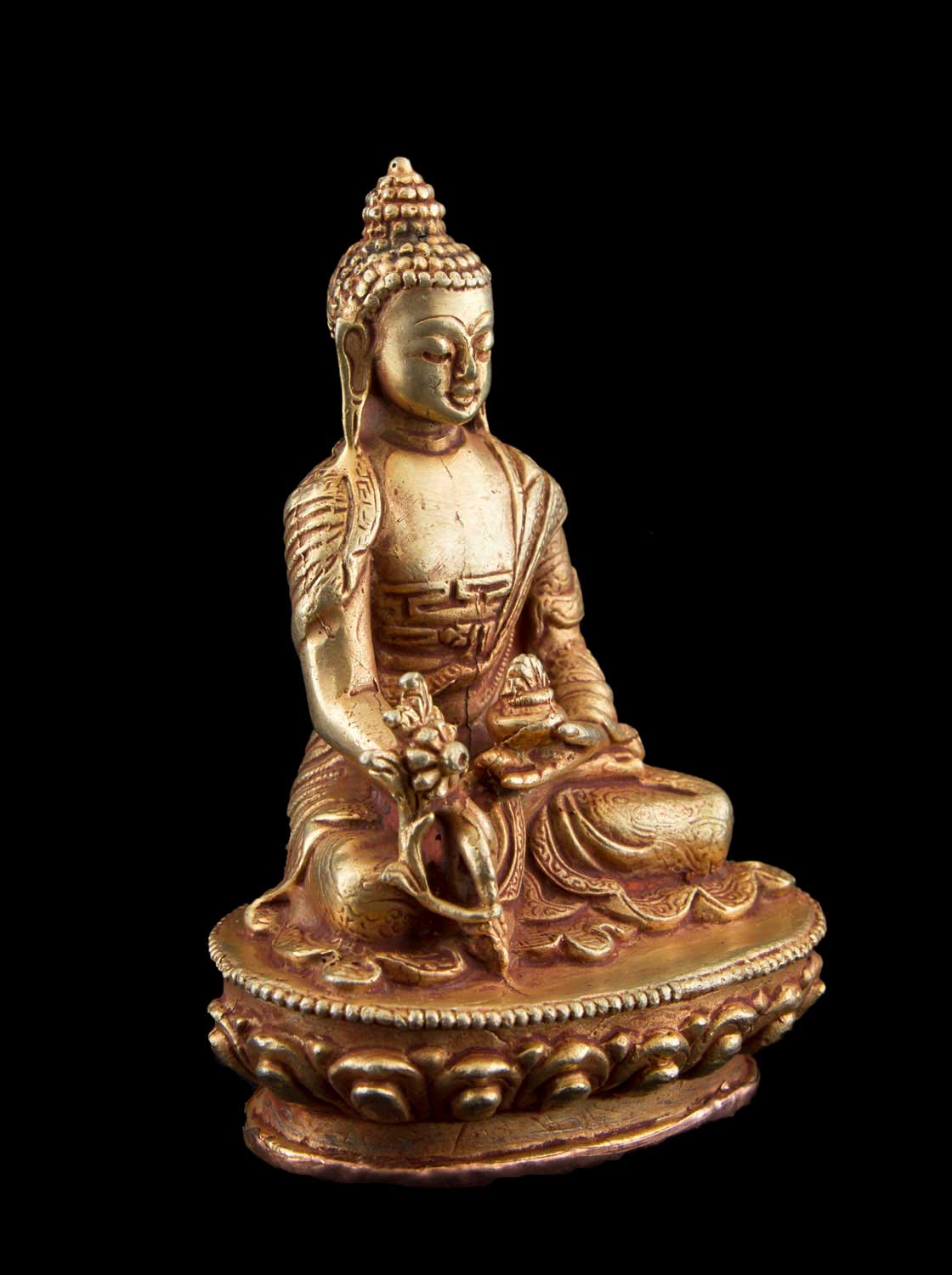 Bouddha médecine Statue tibétaine cuivre Déité Top Quality 78mm Népal 26680
