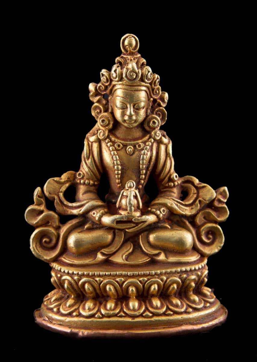 Amitayus Aparmita Statue tibétaine Bouddha cuivre Top Quality 60mm Népal