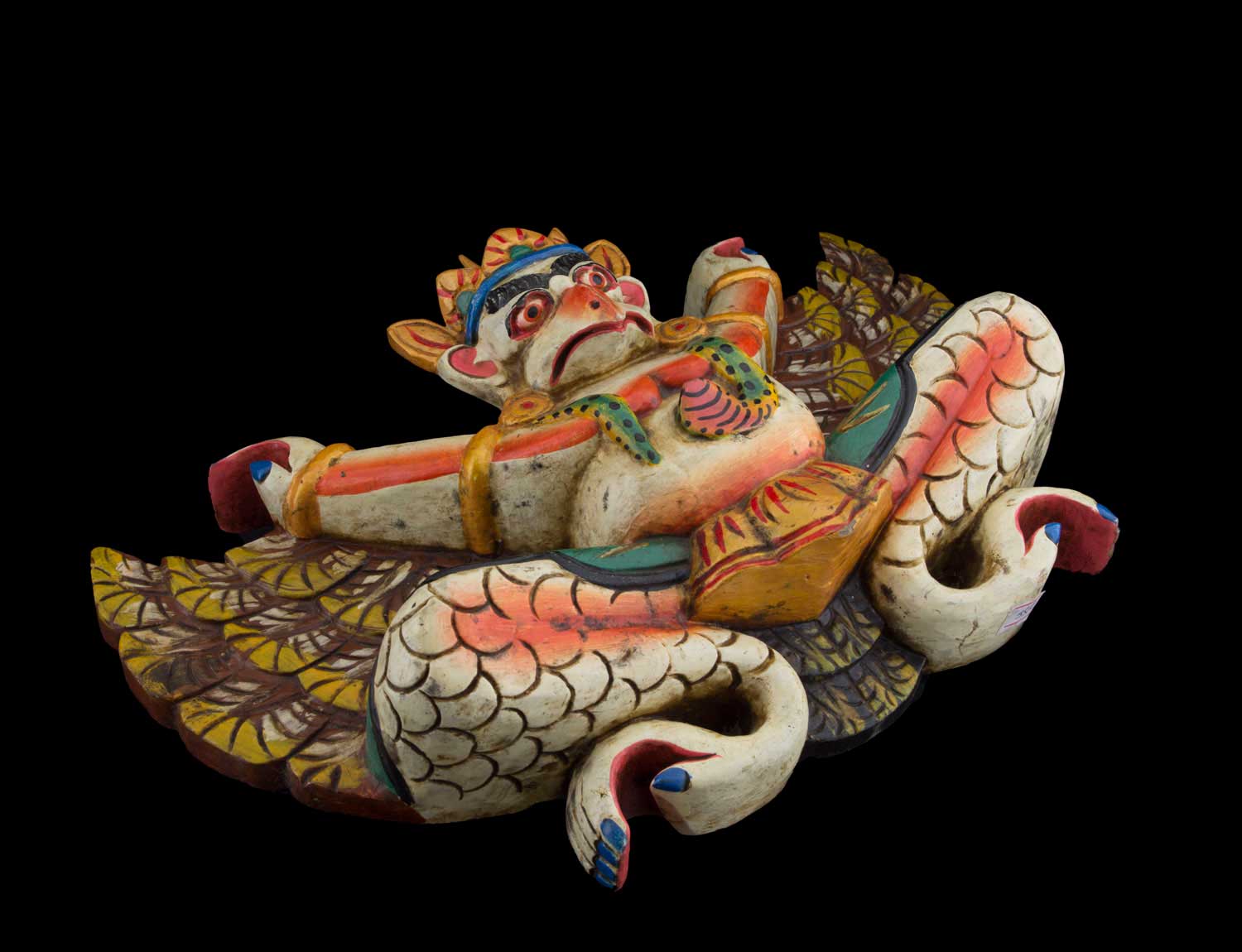 Garuda Aigle Ecru Masque nepalais 34cm Bois Himalaya Tantrique Tibet Nepal