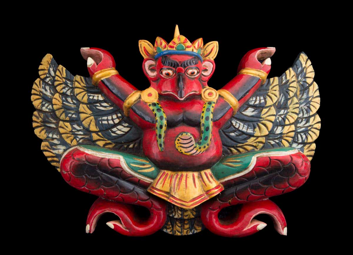Garuda Aigle rouge nepalais Stele 32cm Bois Himalaya Tantrique Tibet ...