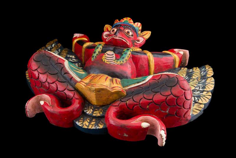 Garuda Aigle rouge nepalais Stele 32cm Bois Himalaya Tantrique Tibet ...