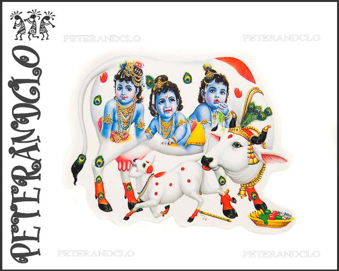 STICKERS AUTOCOLLANT HINDOU SHIVA ENFANT ET VACHE SACREE NANDI ...