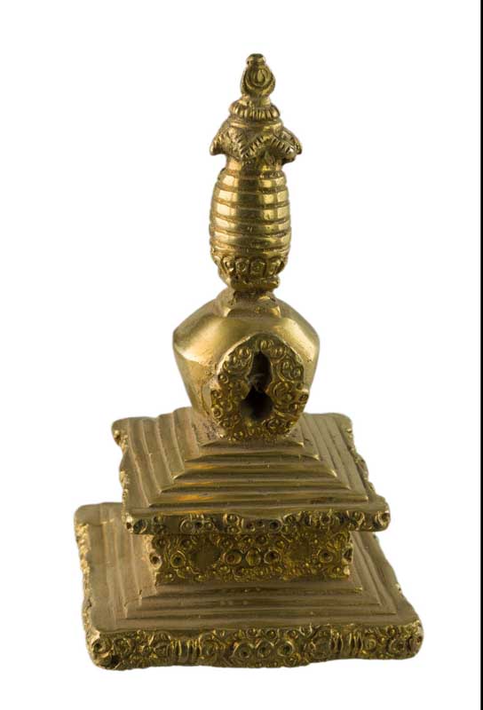 Stupa népalais de l'illumination en bronze 12 cm - Bouddhisme tibétain