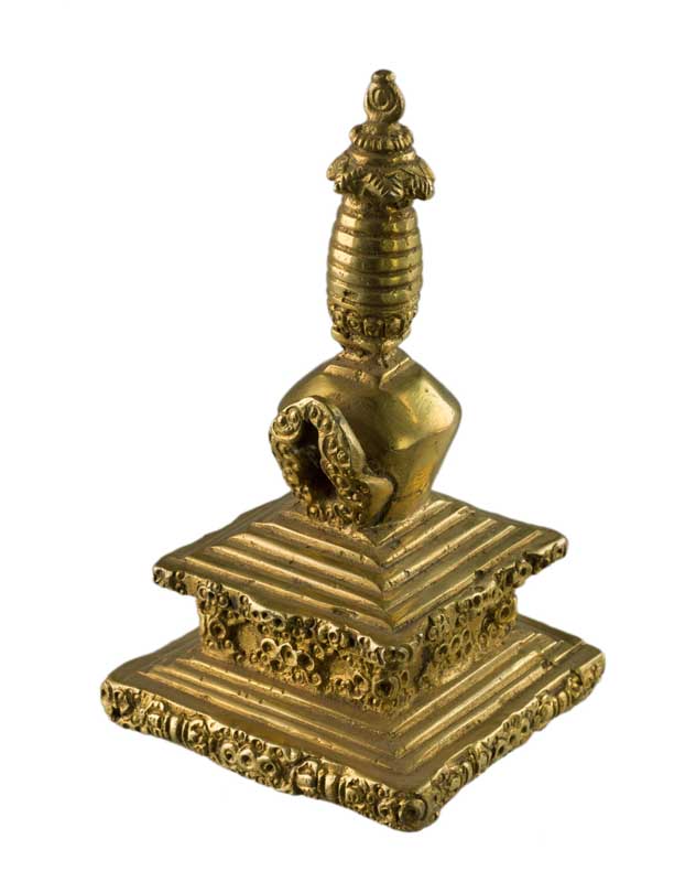 Stupa népalais de l'illumination en bronze 12 cm - Bouddhisme tibétain
