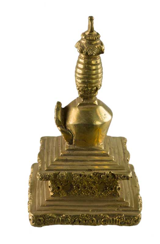 Stupa népalais de l'illumination en bronze 12 cm - Bouddhisme tibétain