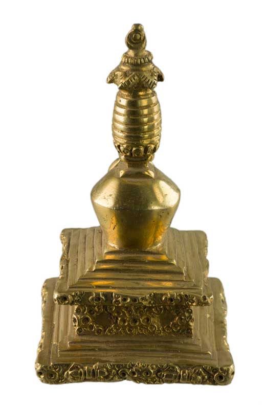 Stupa népalais de l'illumination en bronze 12 cm - Bouddhisme tibétain