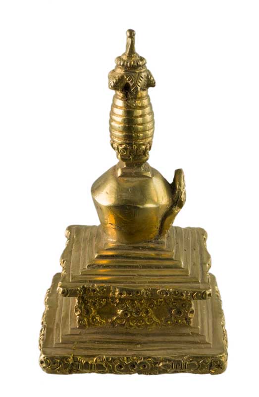 Stupa népalais de l'illumination en bronze 12 cm - Bouddhisme tibétain