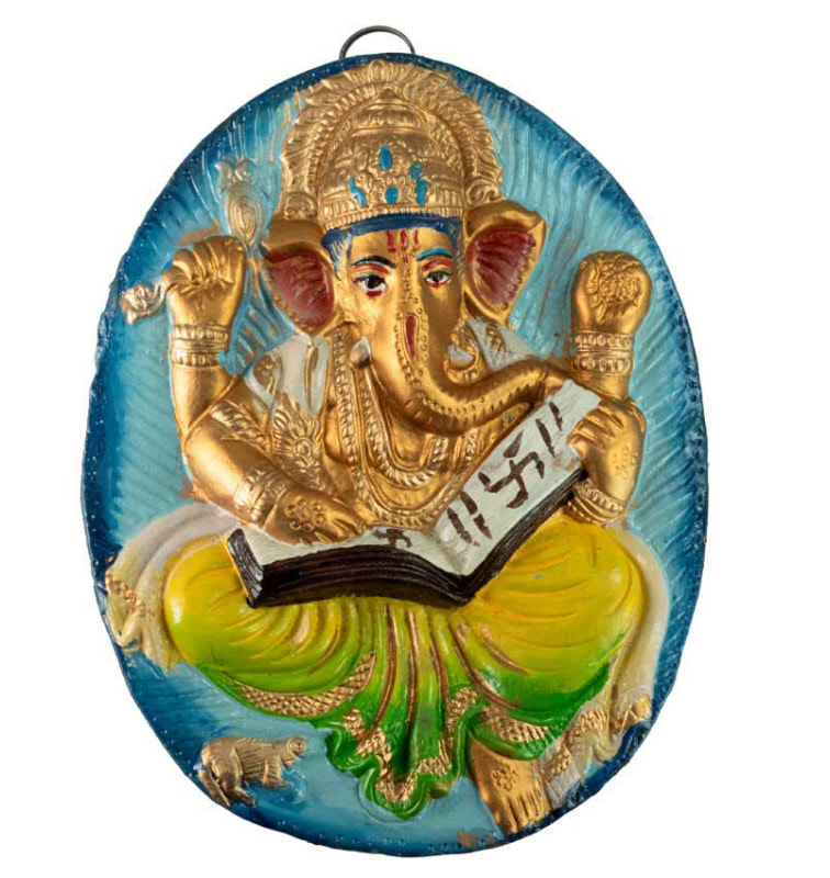 Statuette Ganesh Plaque Décoration murale Deite hindoue en aluminium