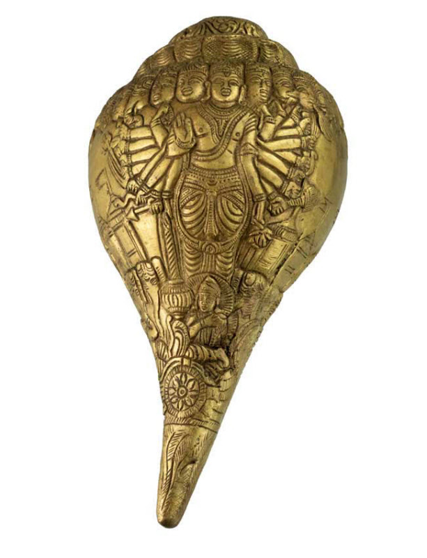 Conque Vishnu en laiton Grande Shanka Vishvarupa Décoration ornementale ...