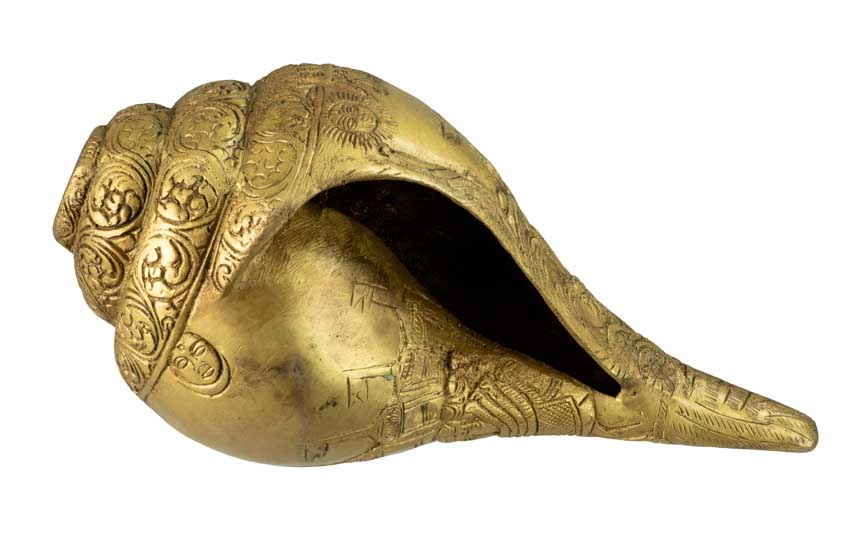 Conque Tibétaine Sculptée - Objet Rituel & Décoration Sacrée