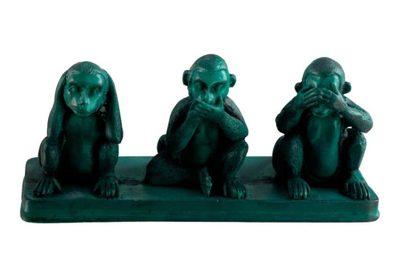 Statuette 3 Singes Sagesse Résine Turquoise - Déco Unique