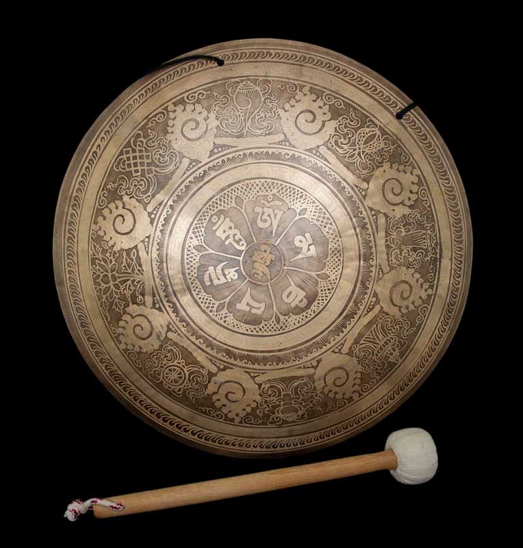 Gong tibetain Mantra bouddhiste Astamangala 42.8 cm 2kg 450 Support ...
