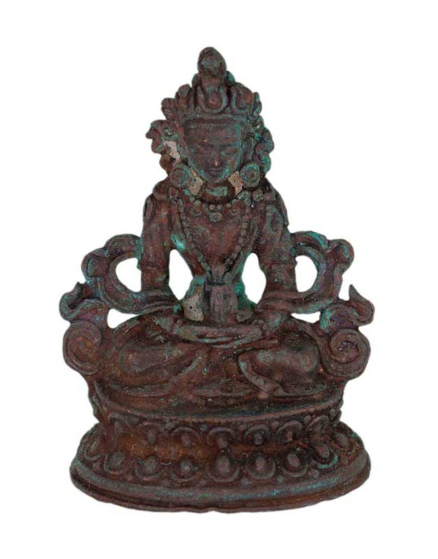 Bouddha Aparmita Amitayus ancienne Statuette tibétaine cuivre 56 mm Népal 8026