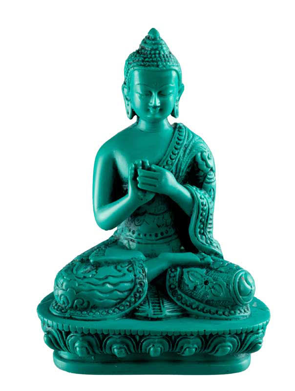 Statue Bouddha Vairocana Résine 13.5cm Dharmachakra mudra