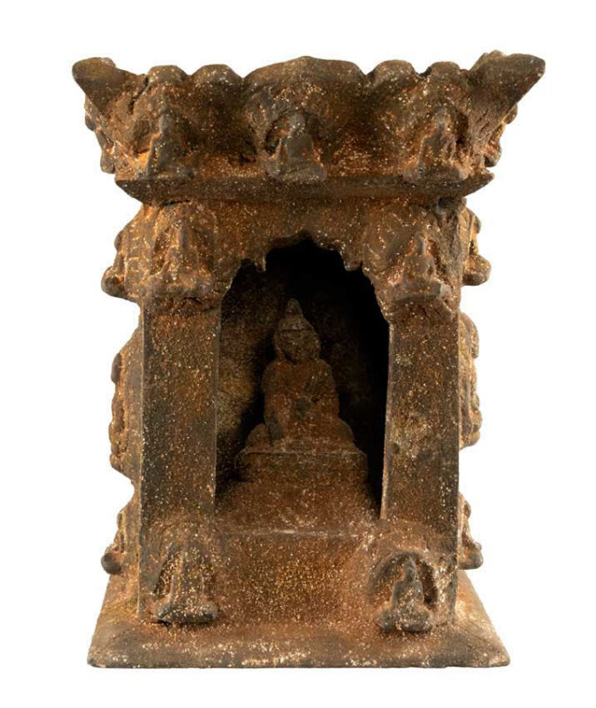 Temple Bouddhiste Népalais avec Statue Bouddha Sakyamuni 25 cm