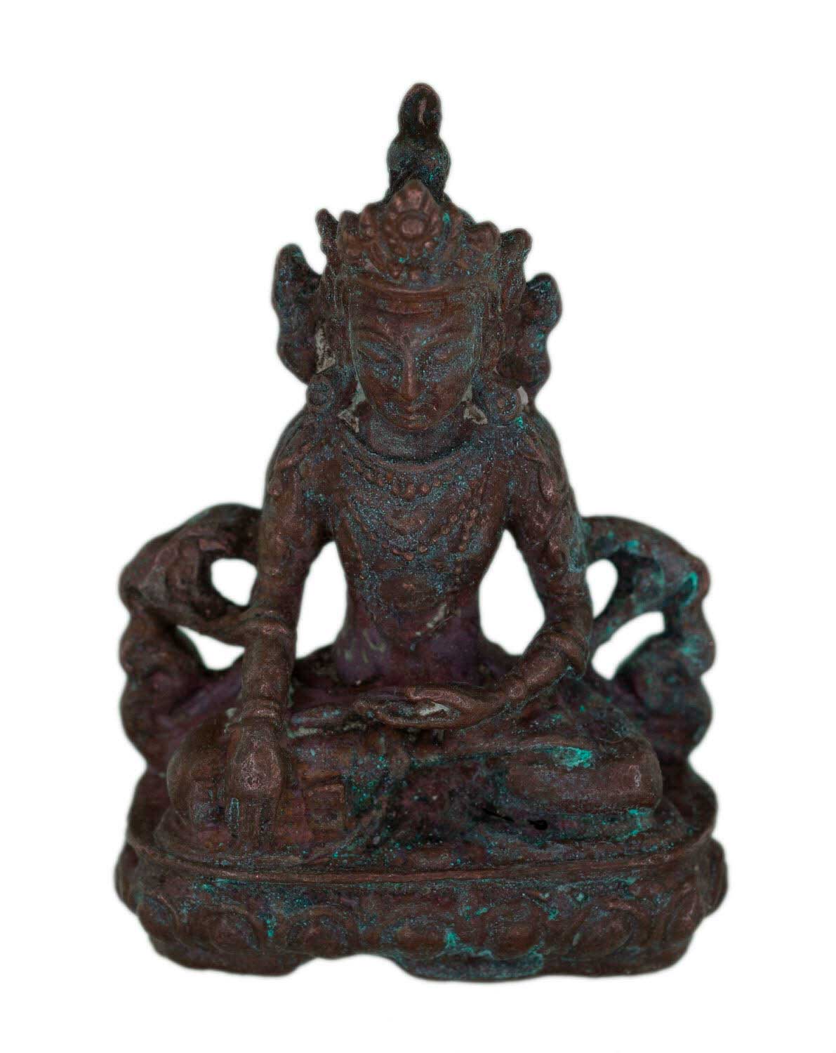 Bouddha Ratnasambhava ancienne Statuette tibétaine cuivre 50 mm Népal 4962