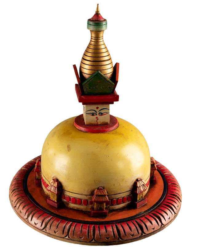 Statue Stupa Swayambhunath Bois 23cm Rituel Bouddhiste
