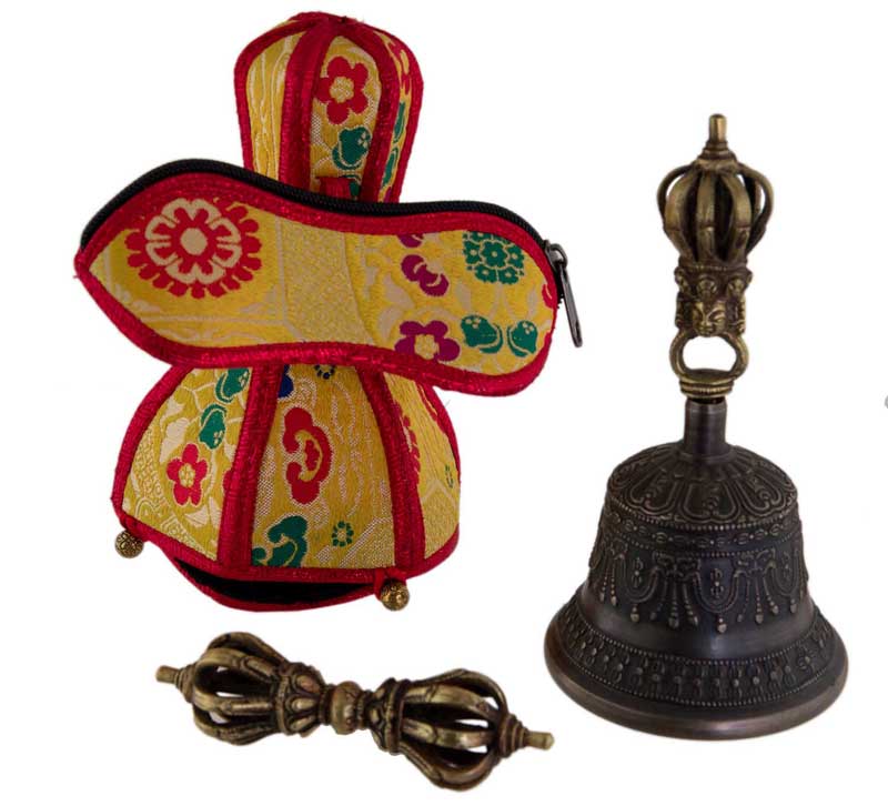 Cloche tibétaine vajra 18cm Ø 9.5cm avec etui bouddhiste Top Qualité ...