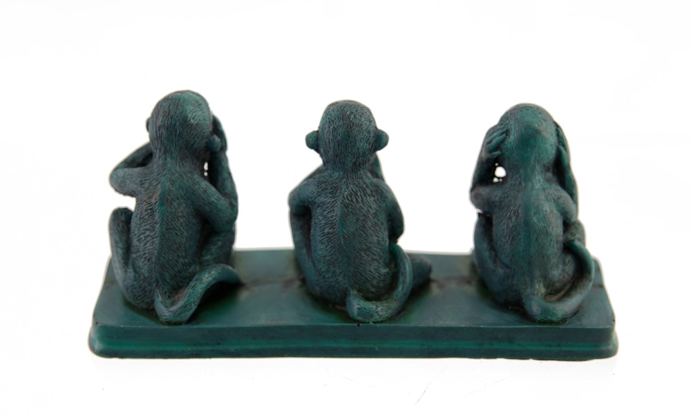 3 Statuettes Singes en résine turquoise - Rien à dire, Rien à voir ...