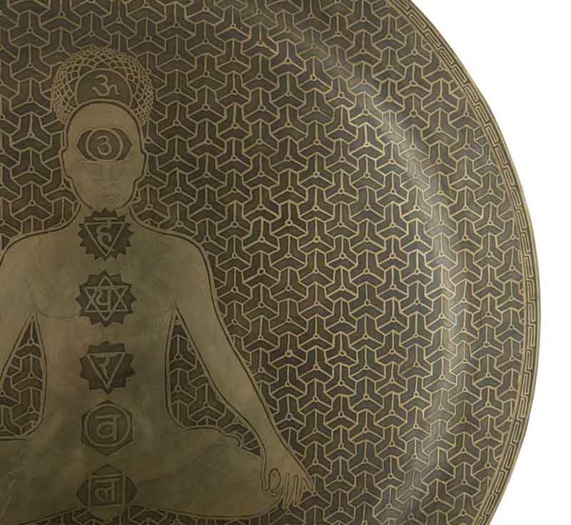 Gong tibétain - gravé du Yogi aux 7 chakras 62 cm Méditation guérison