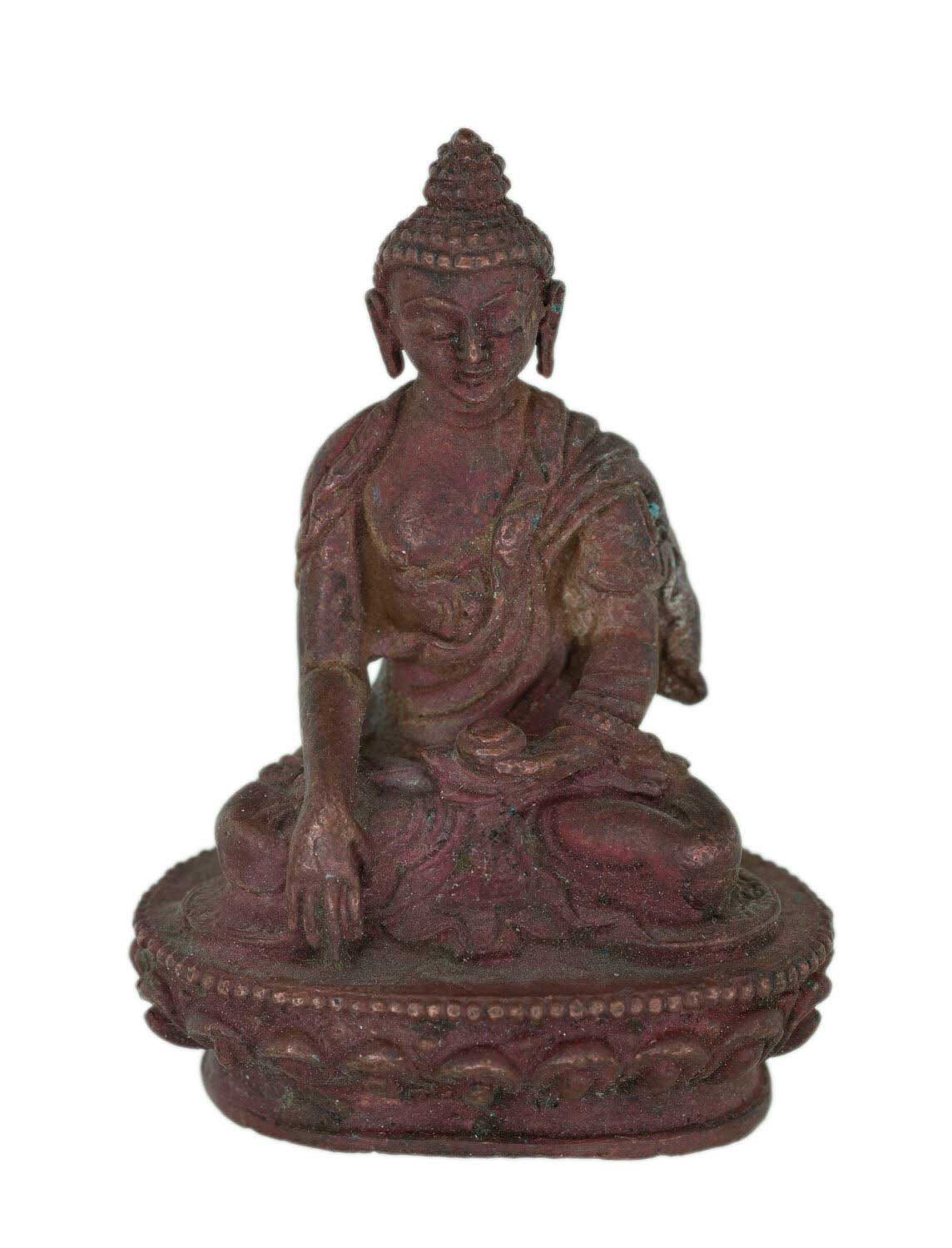 Ancienne Statuette tibétaine Bouddha Akshobhya cuivre 56 mm amulette Népal 9034