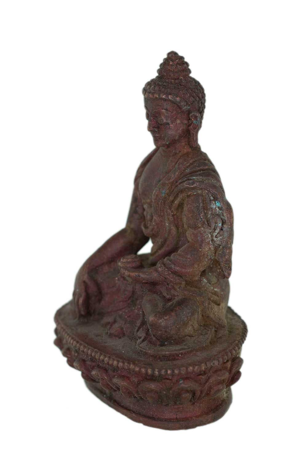 Ancienne Statuette tibétaine Bouddha Akshobhya cuivre 56 mm amulette Népal 9034