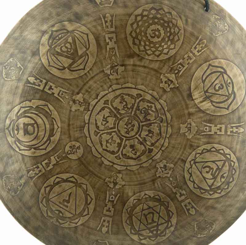Gong tibétain - 7 Chakra - Om mani padme hum 43 cm | peterandclo
